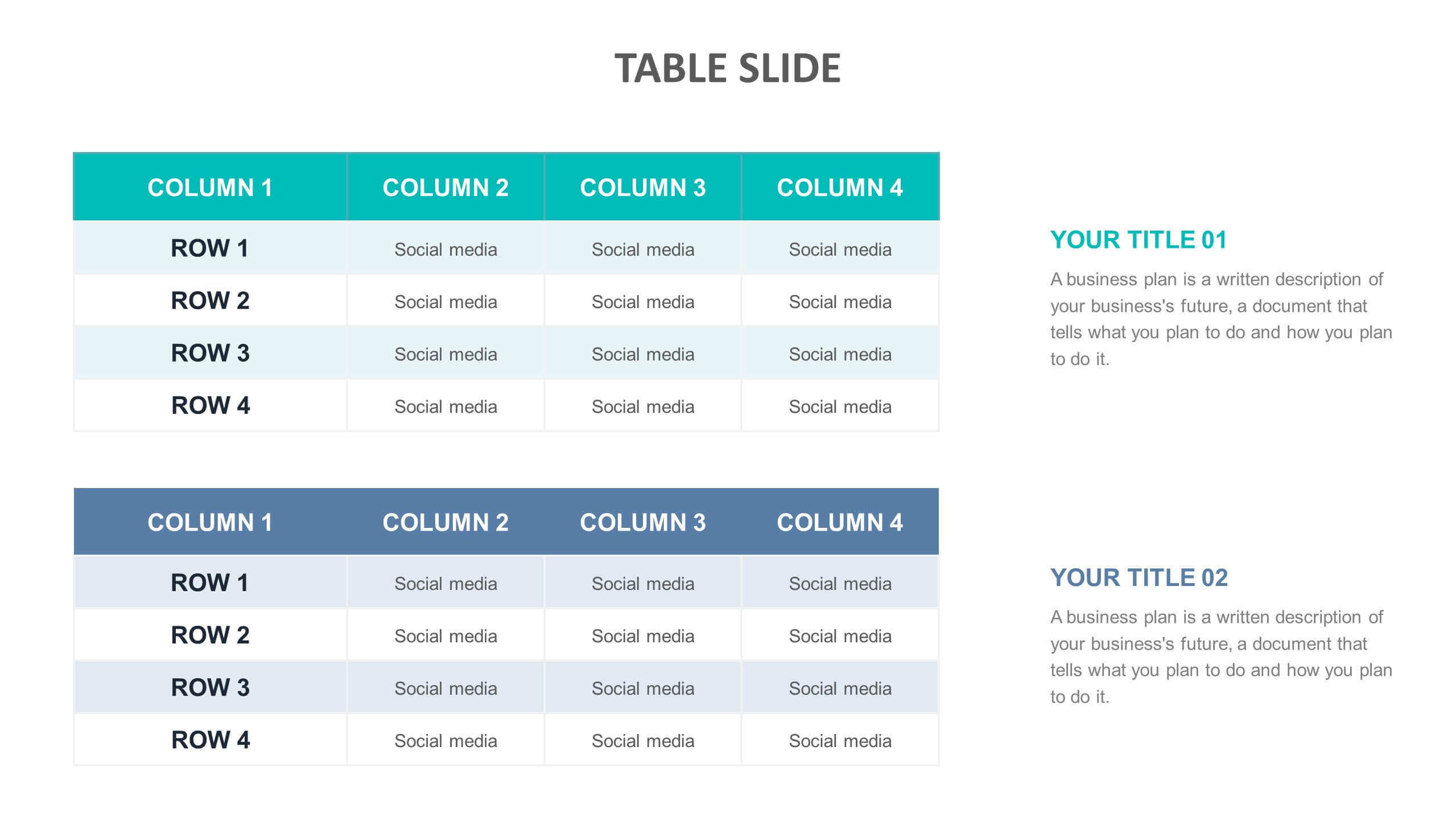Slide Templates: Table Slide
